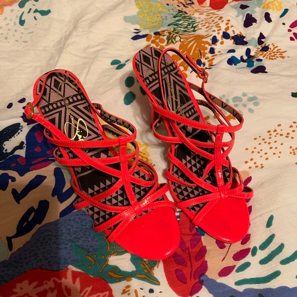 Jessica Simpson | Shoes | Jessica Simpson Neon Coral Caged Heel Sandal ...